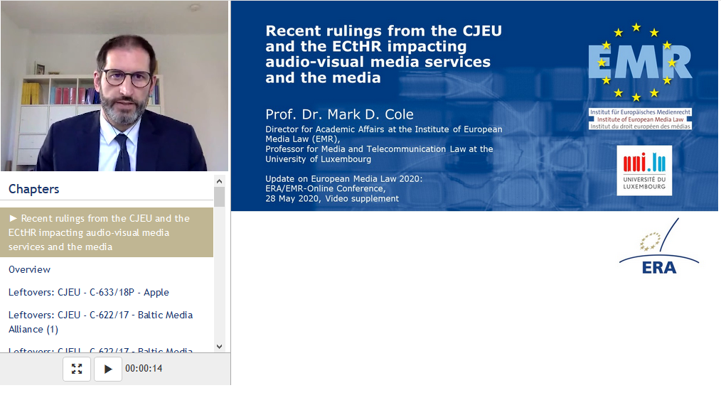 Rückblick „Update on European Media Law 2020“ mit Online-Inhalten ...